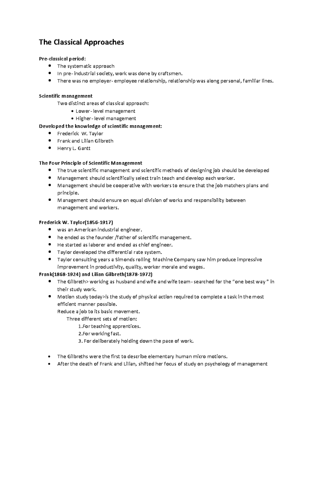 IOM week 4 - Notes on Management - The Classical Approaches Pre ...