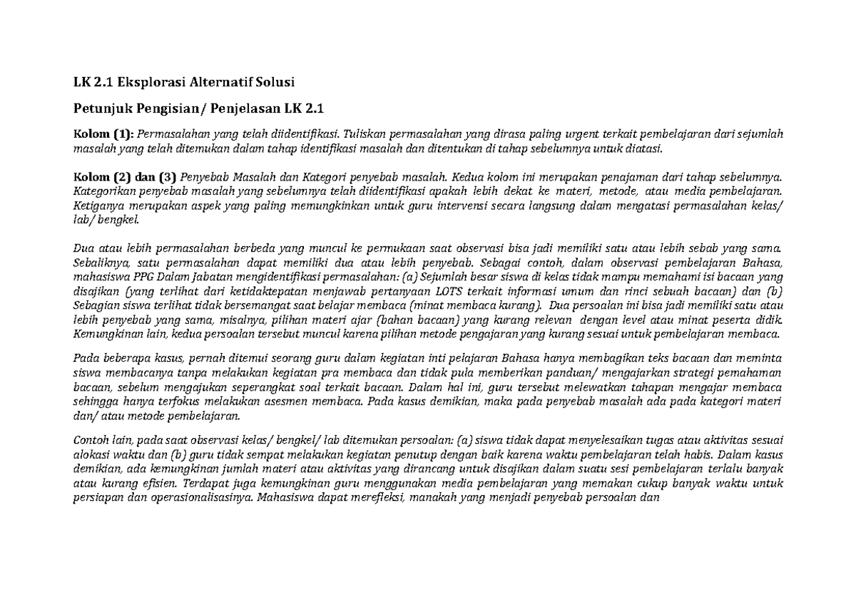 LK 2.1 Eksplorasi Alternatif Solusi Suwarti Kelas 006 - LK 2 Eksplorasi Alternatif Solusi ...