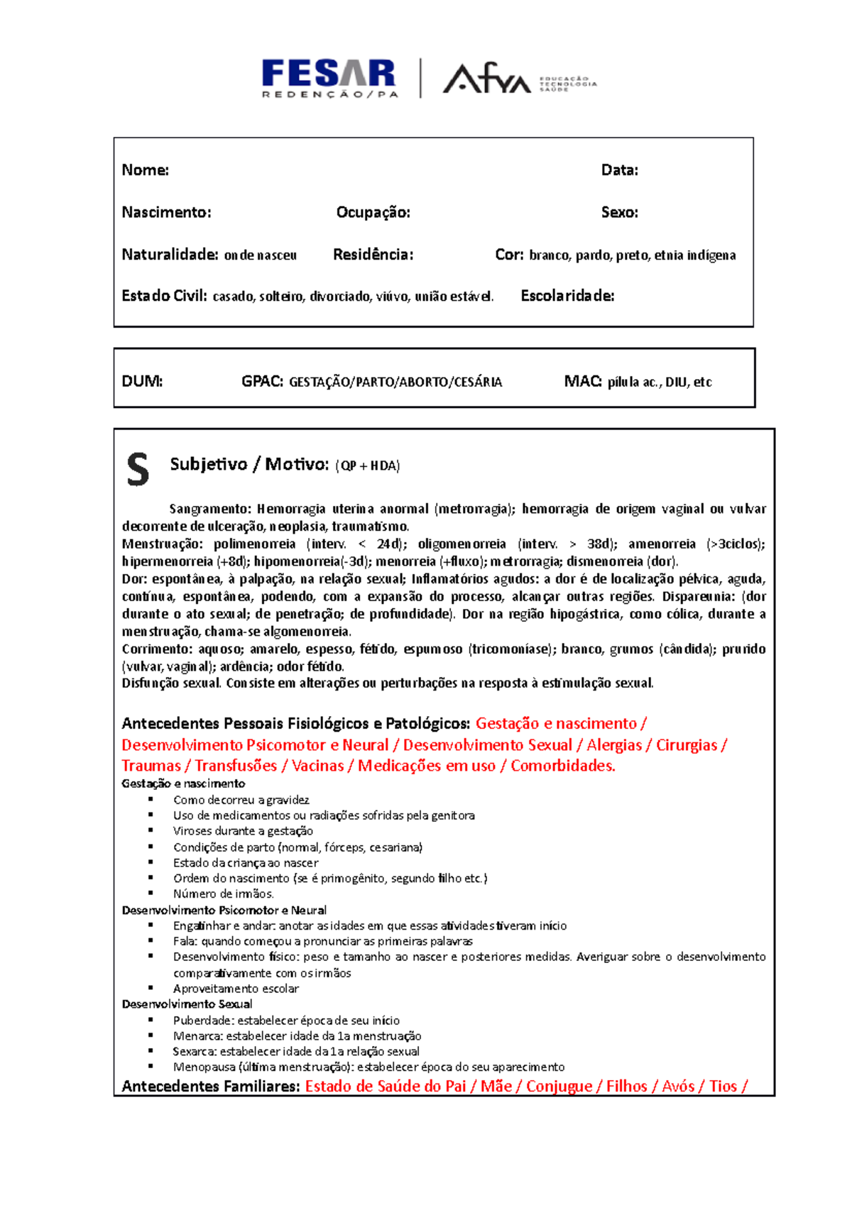 Modelo SOAP - dicas - Material para complementação de exame fisico ...