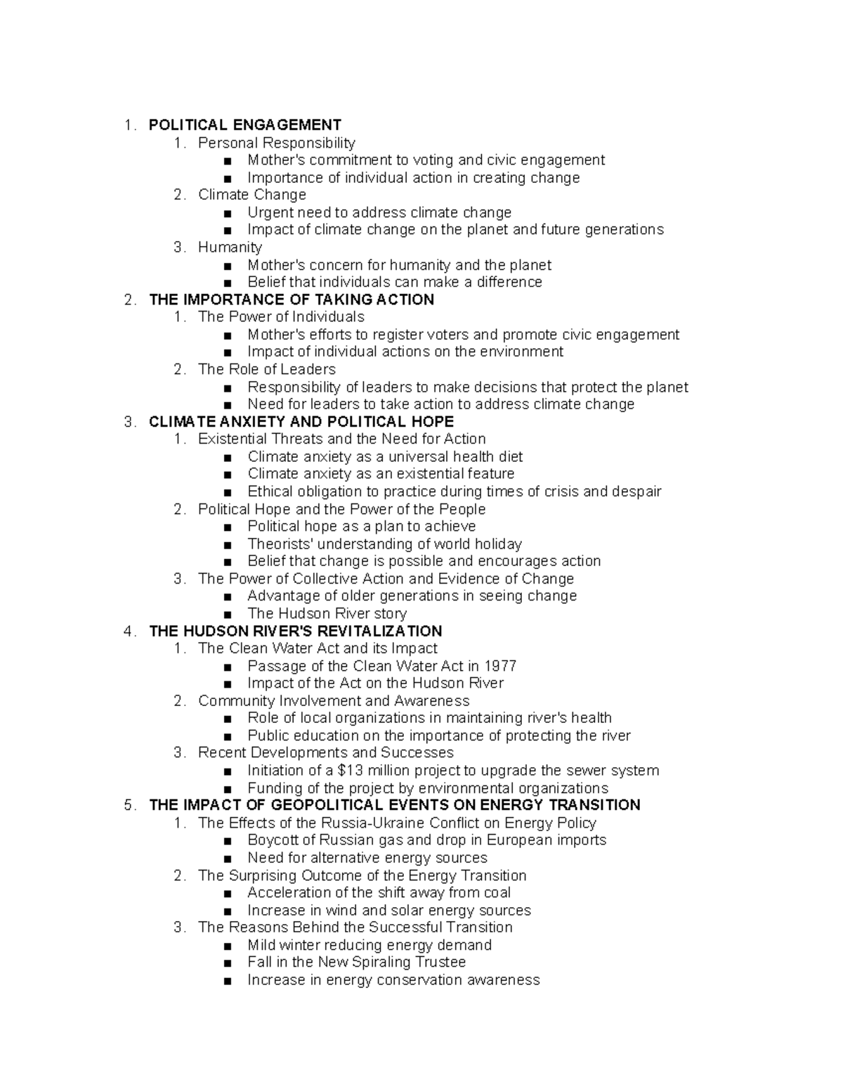 Political notes assignment 3 - 1. POLITICAL ENGAGEMENT Personal ...