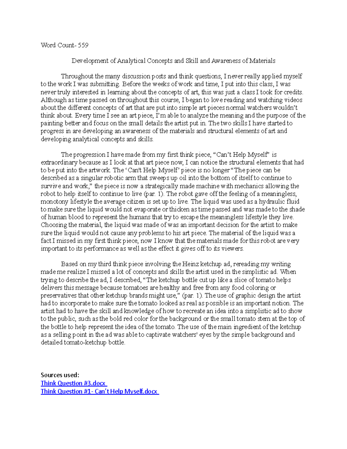Think Piece #5 - Word Count- 559 Development of Analytical Concepts and ...
