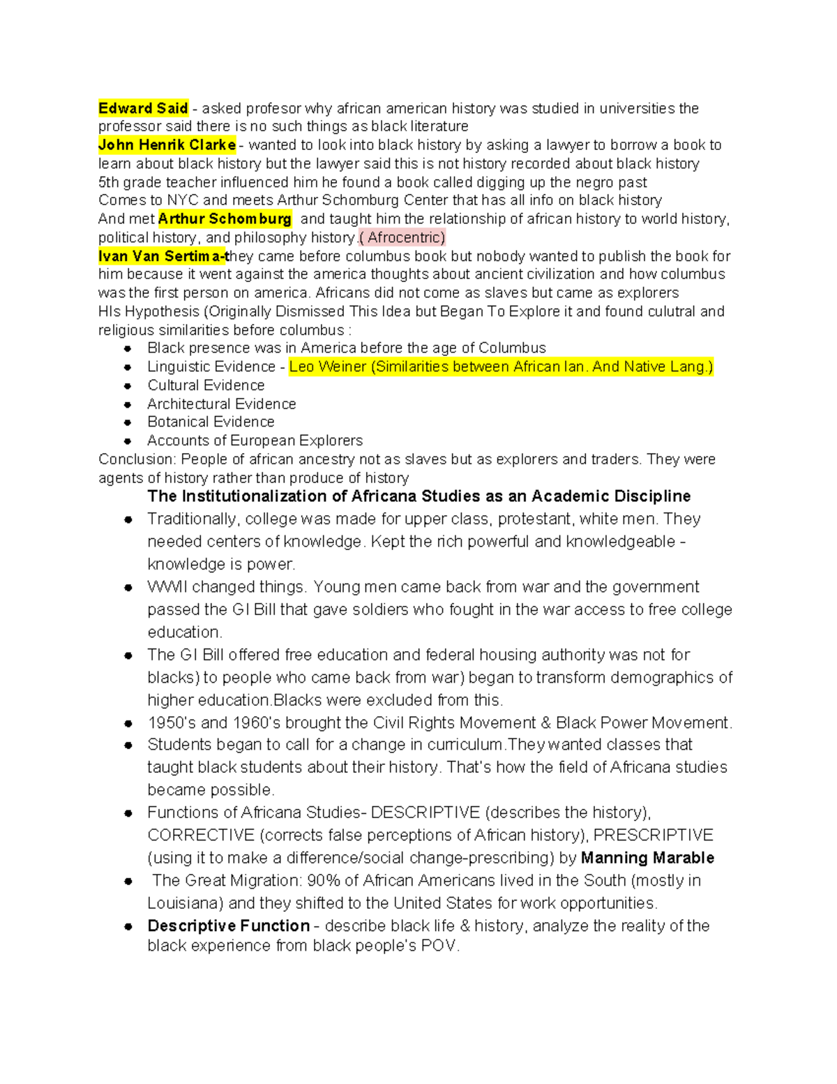 Copy of intro to africana final exam - Edward Said - asked profesor why ...