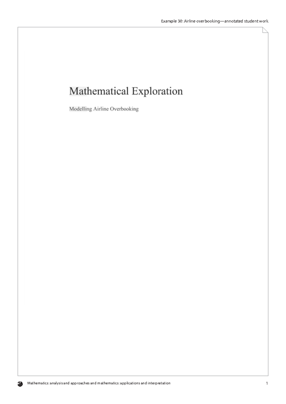 Airline Overbooking - Annotated - Mathematics: analysis and approaches ...