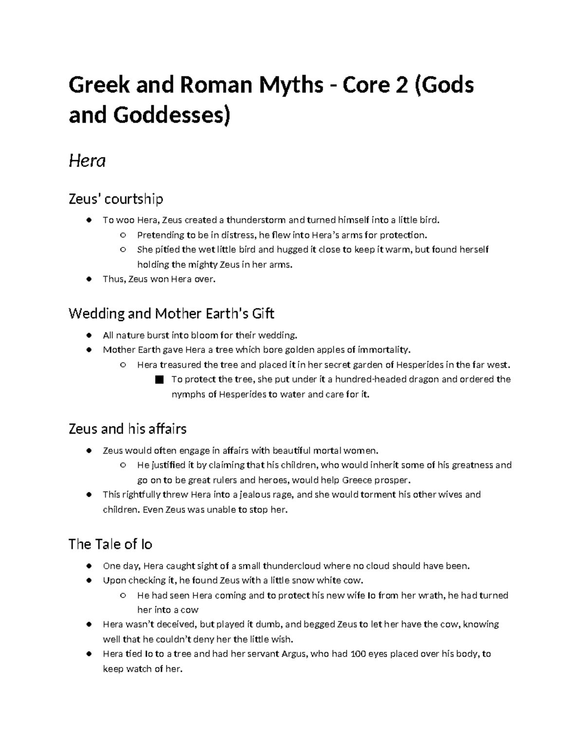 Roman mythology - core 2 notes - Greek and Roman Myths - Core 2 (Gods ...