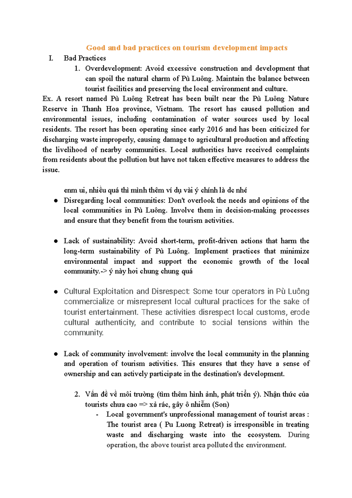 W7G3 - None - Good and bad practices on tourism development impacts I ...