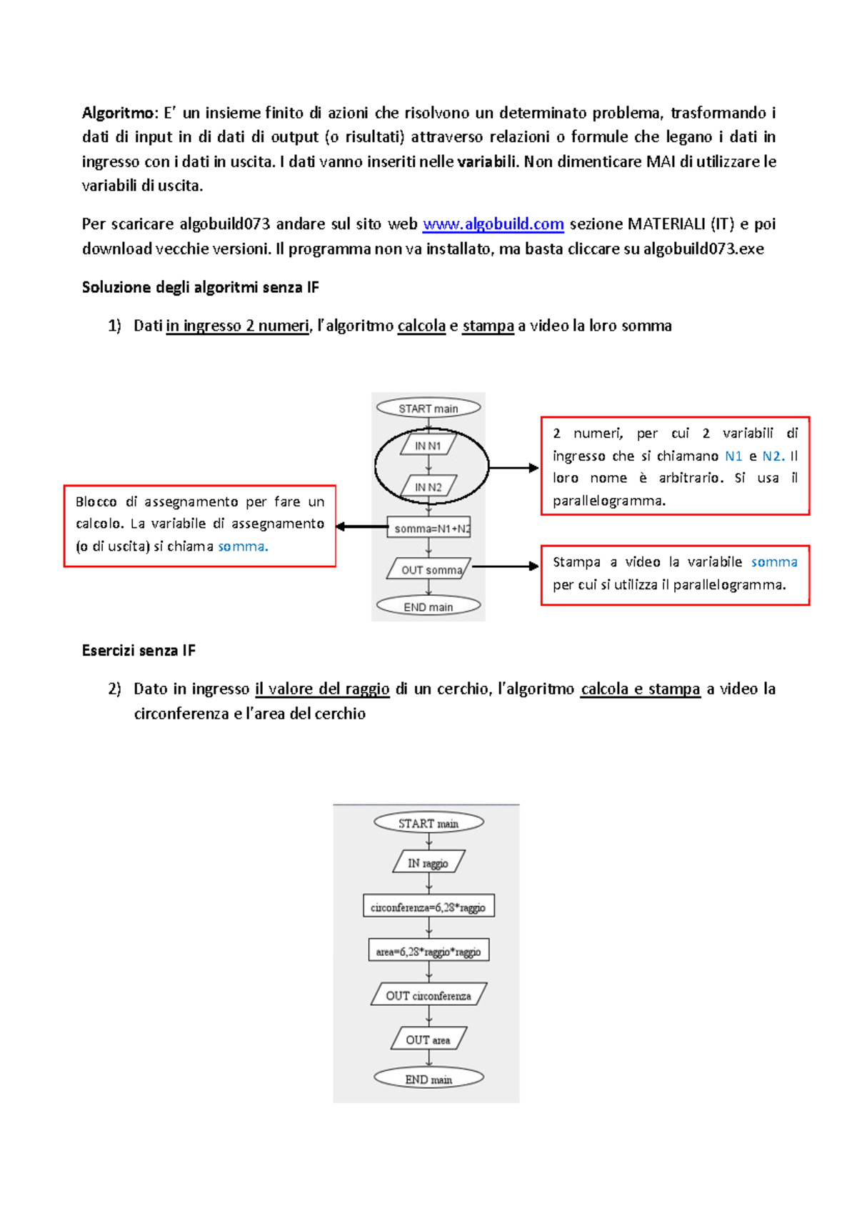 Algoritmi con soluzione - Algoritmo : E’ un insieme finito di azioni ...