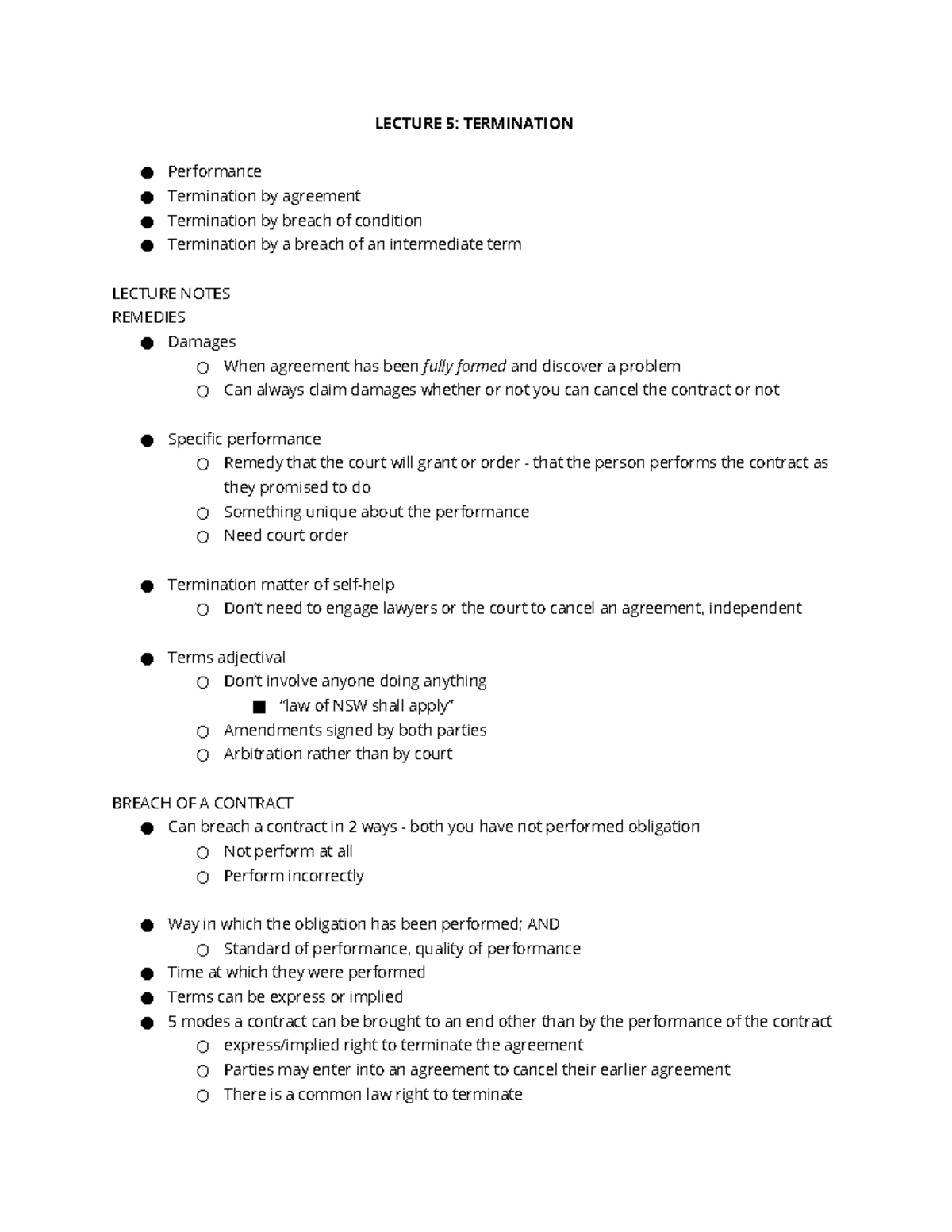 Lecture 5 Termination - LECTURE 5: TERMINATION Performance Termination ...