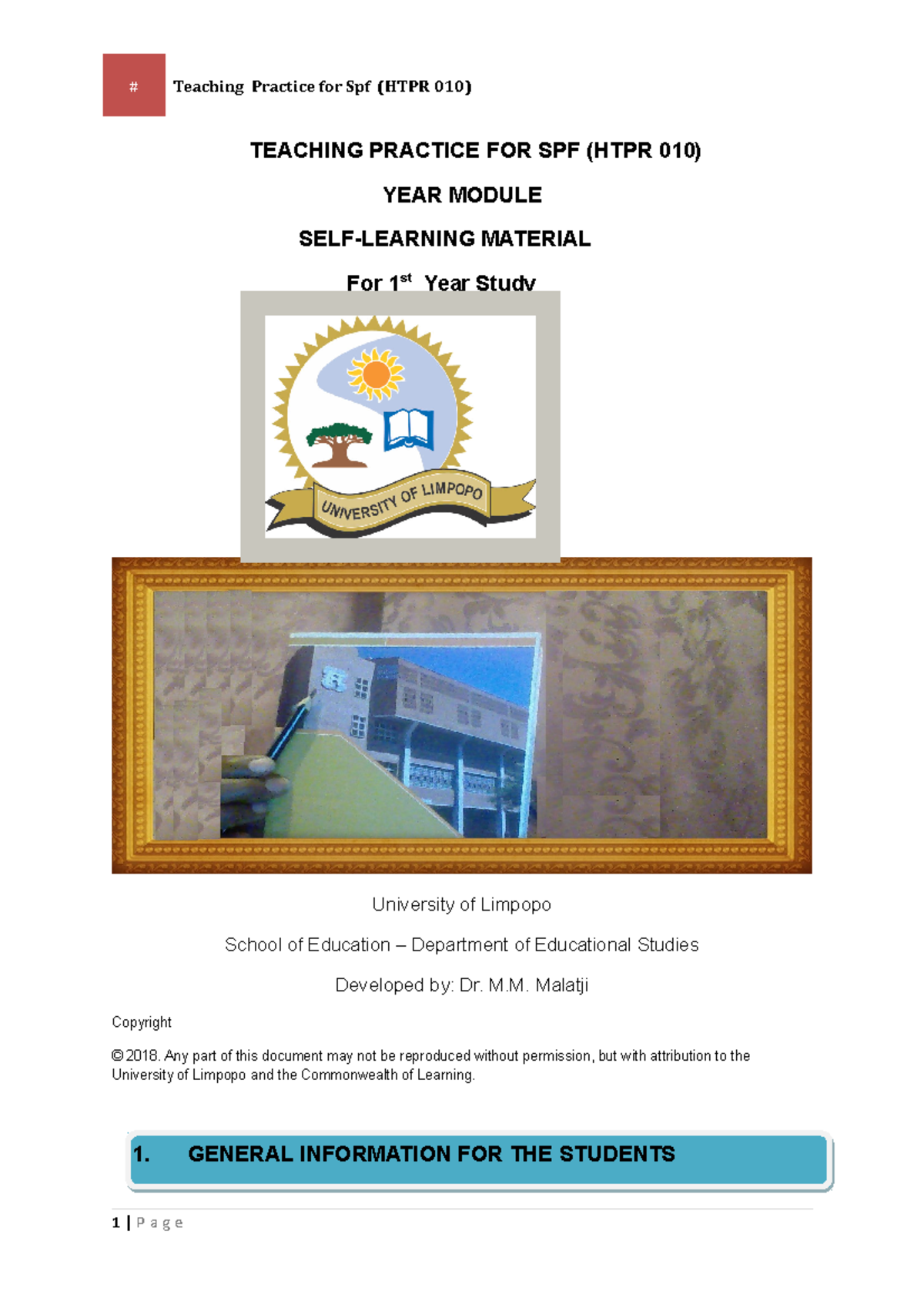 HTPR 010 for Spf Teaching Practice - TEACHING PRACTICE FOR SPF (HTPR ...