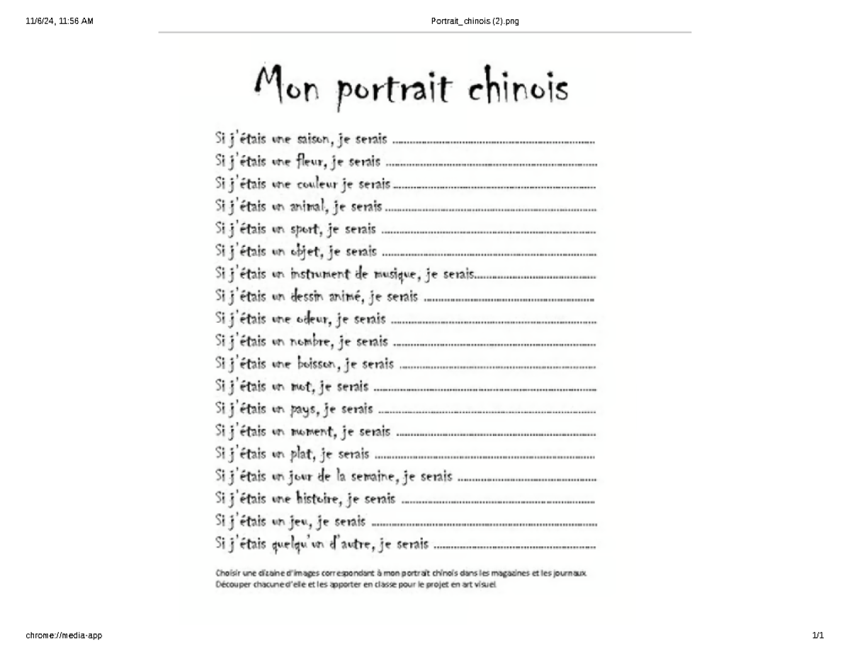 Portrait chinois - things about you and stuff - Portrait_chinois (2 ...