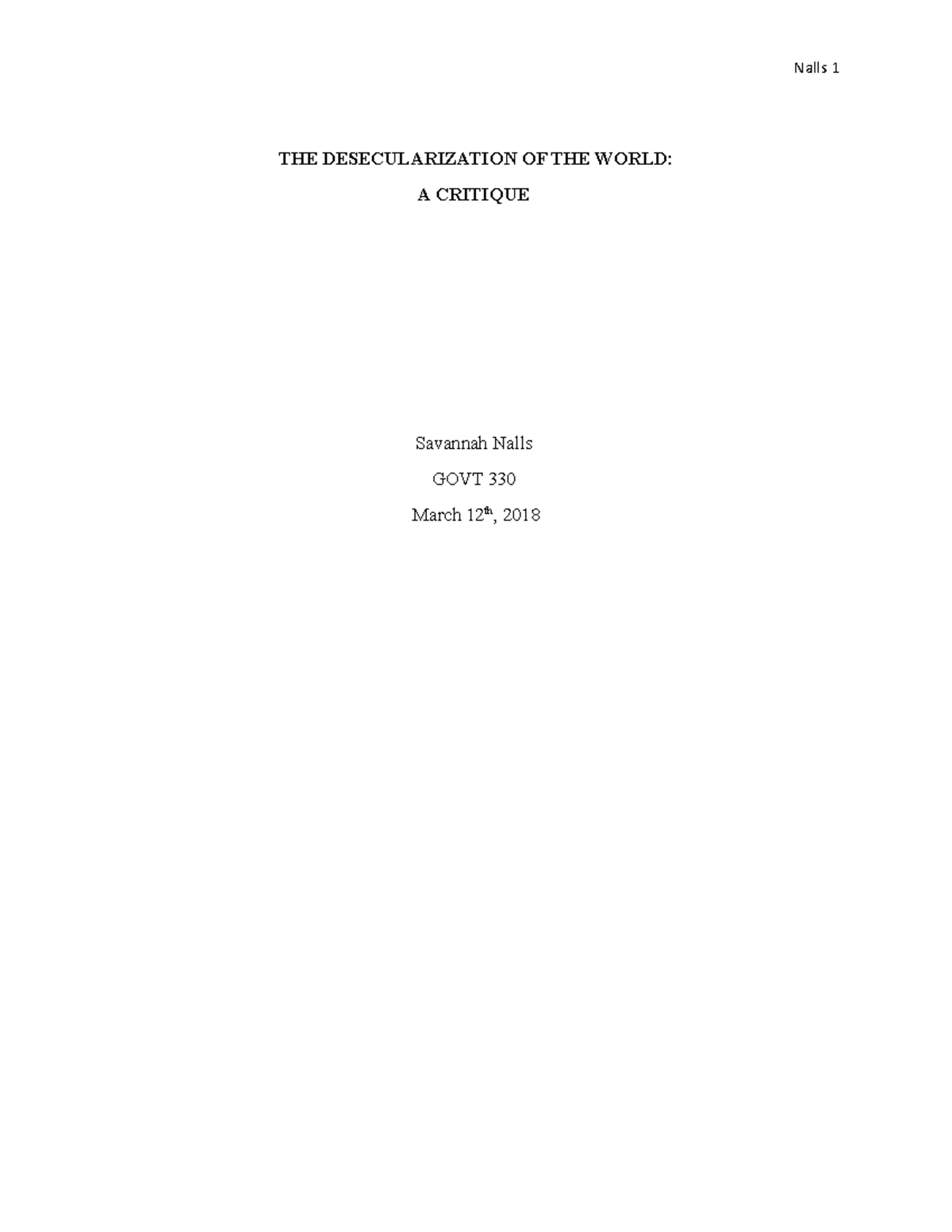 THE Desecularization OF THE World - THE DESECULARIZATION OF THE WORLD ...