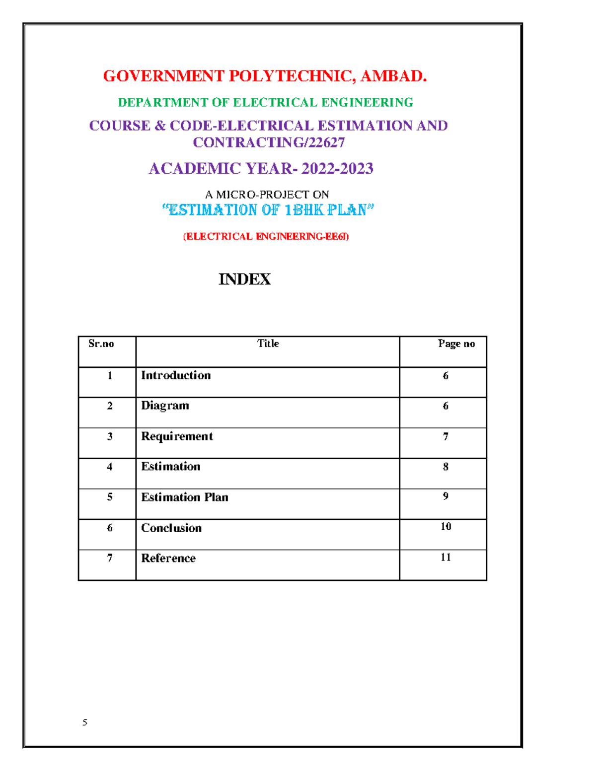 EEC report - GOVERNMENT POLYTECHNIC, AMBAD. DEPARTMENT OF ELECTRICAL ...