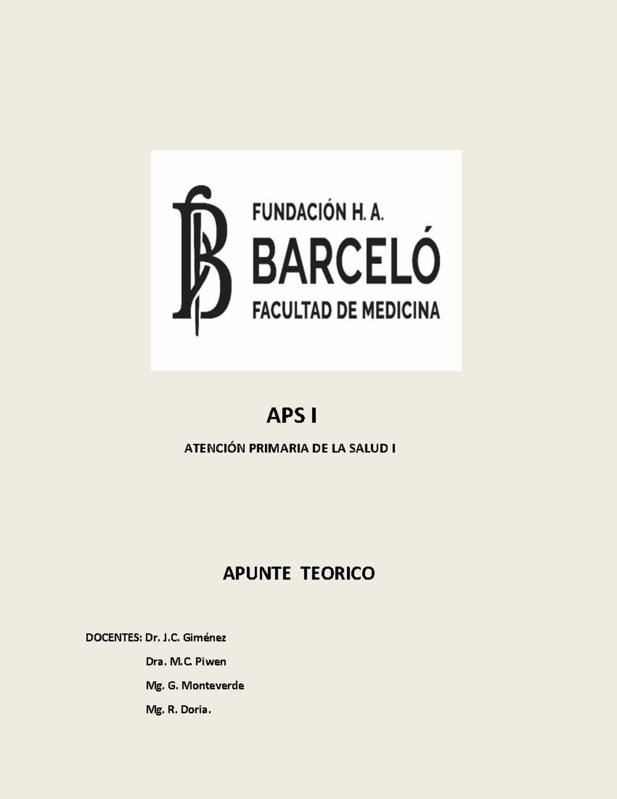 APS I - Apunte - APS I ATENCIÓN PRIMARIA DE LA SALUD I APUNTE TEORICO ...