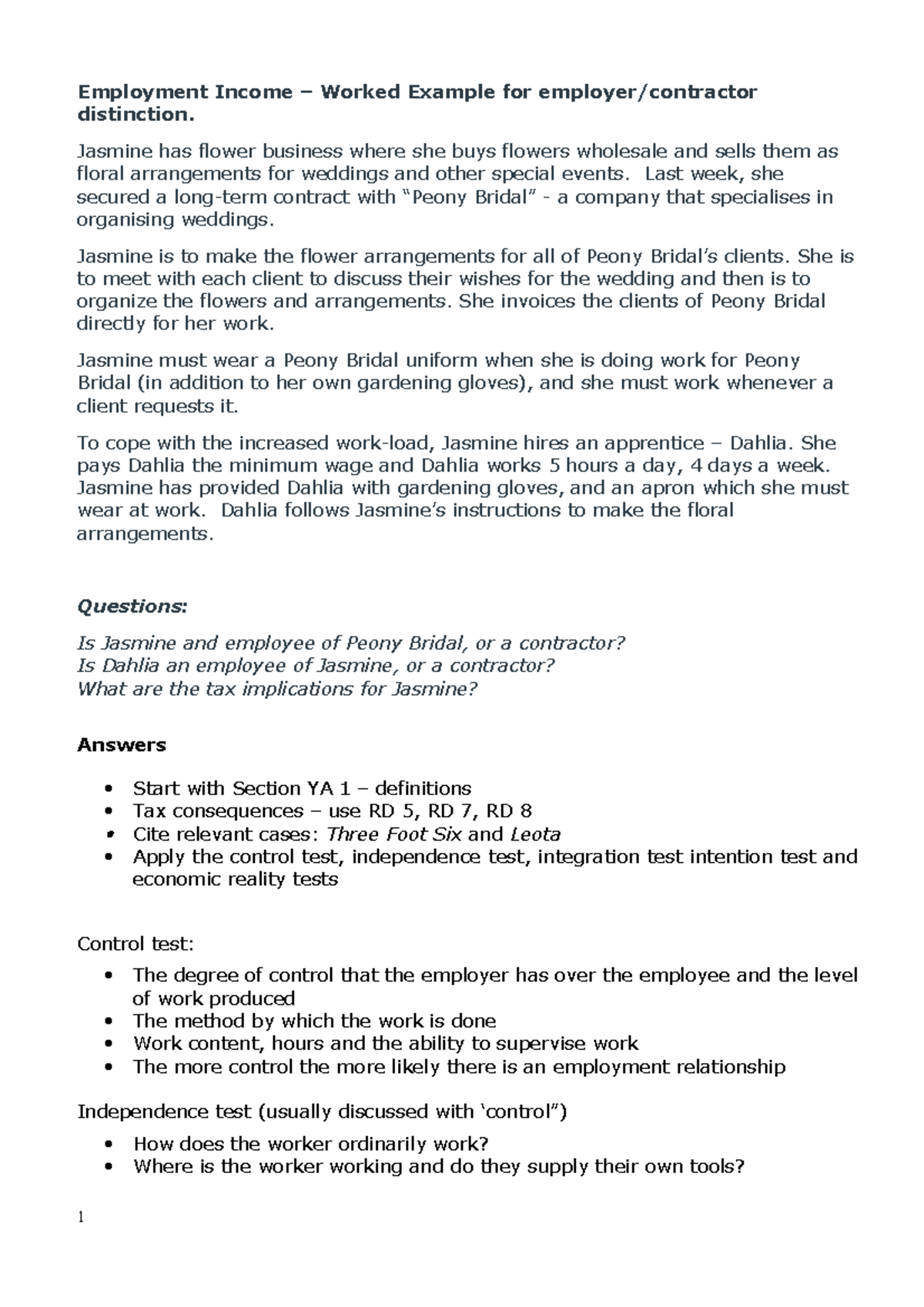 Week 5 - Example - Employment Income – Worked Example for employer ...