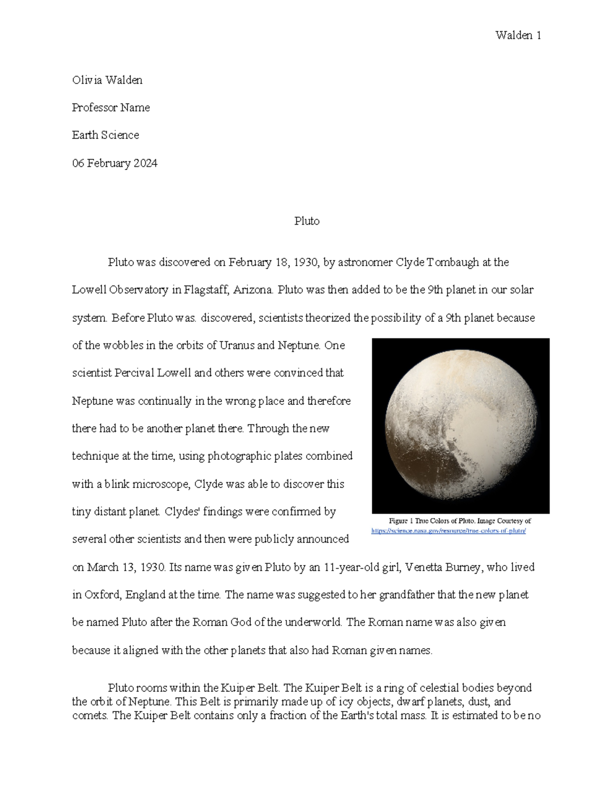 Pluto - kvbbjh - Olivia Walden Professor Name Earth Science 06 February ...
