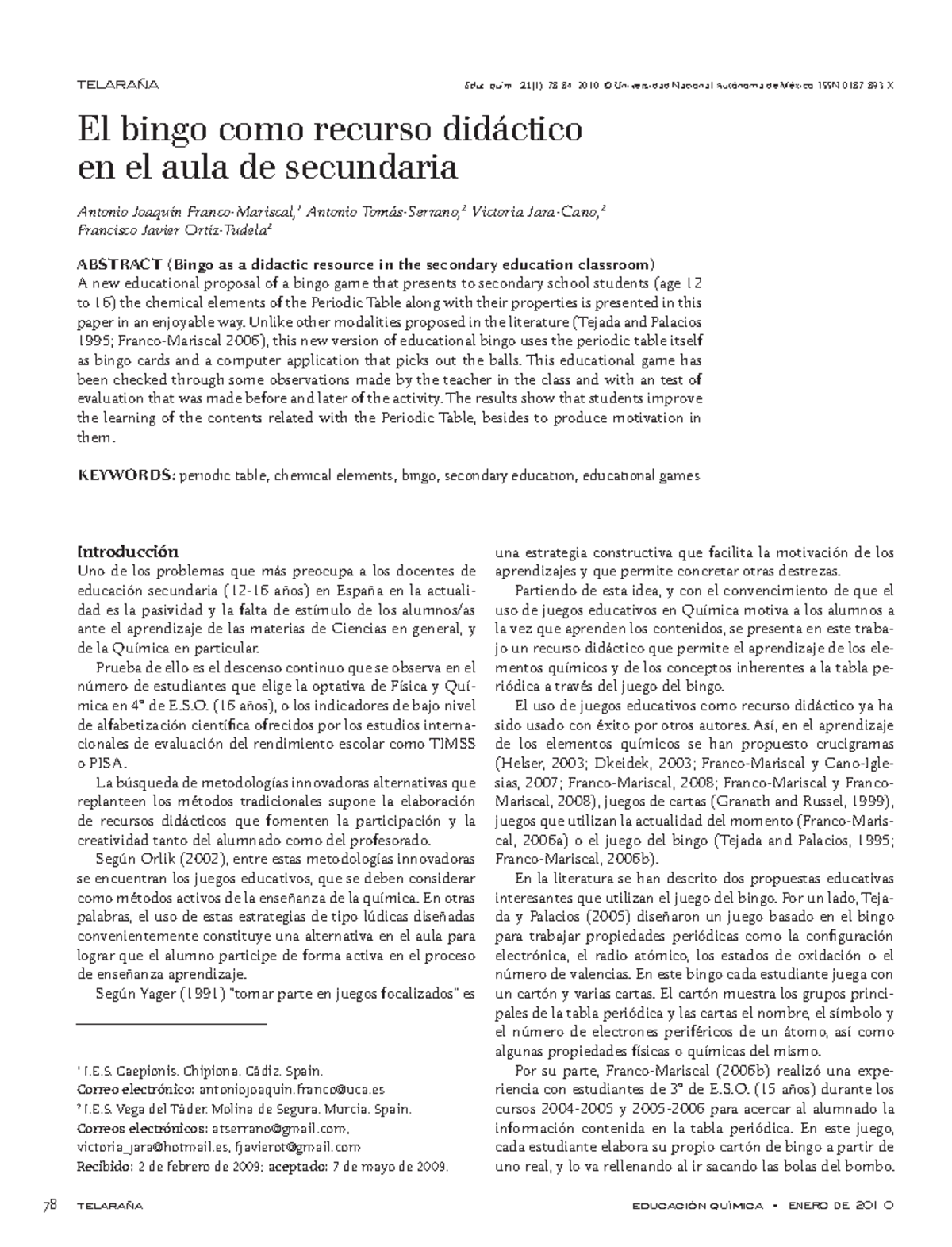 El bingo como recurso didactico en el aula de Secu - 78 telaraña ...