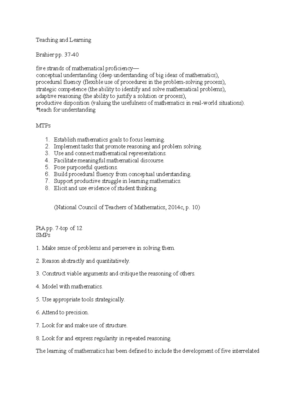 3400 Reading Notes - Teaching and Learning Brahier pp. 37- five strands ...