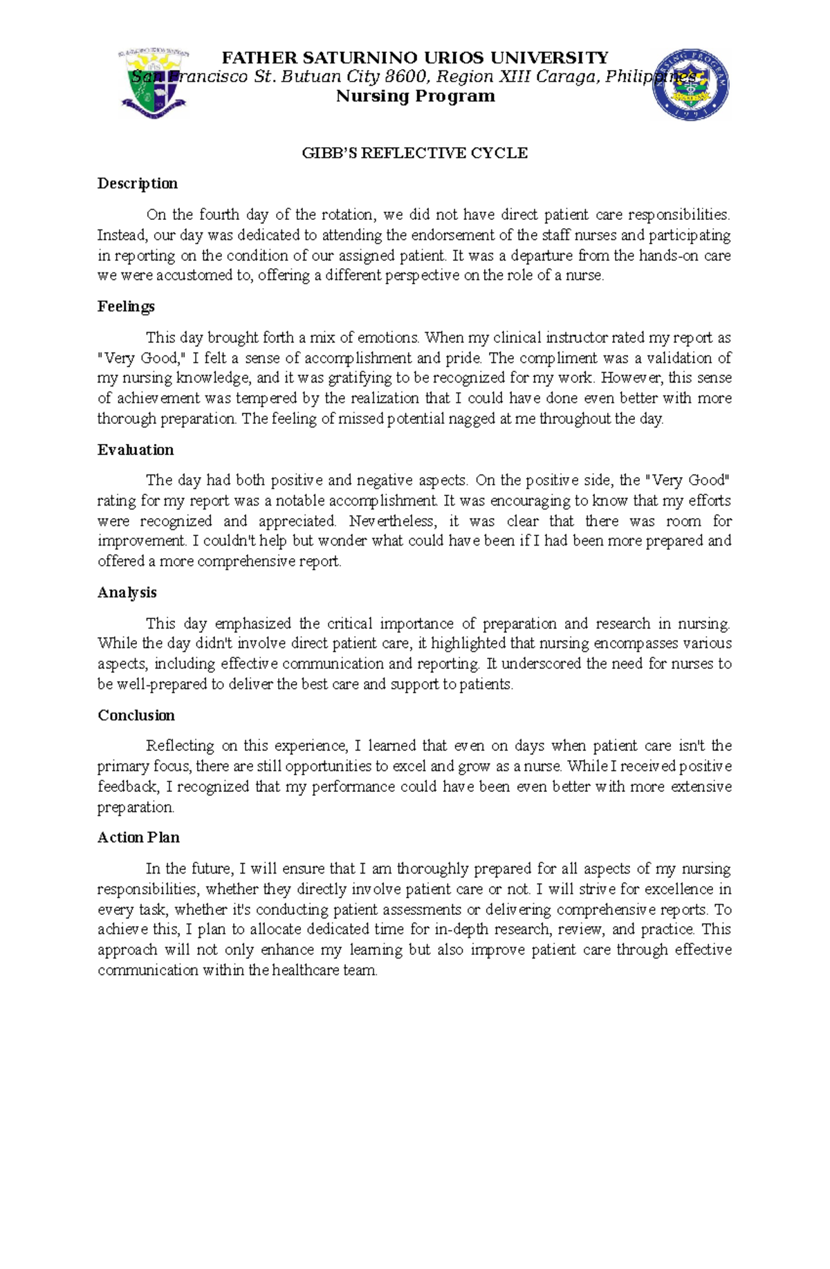 Gibbs - Notes - FATHER SATURNINO URIOS UNIVERSITY San Francisco St ...