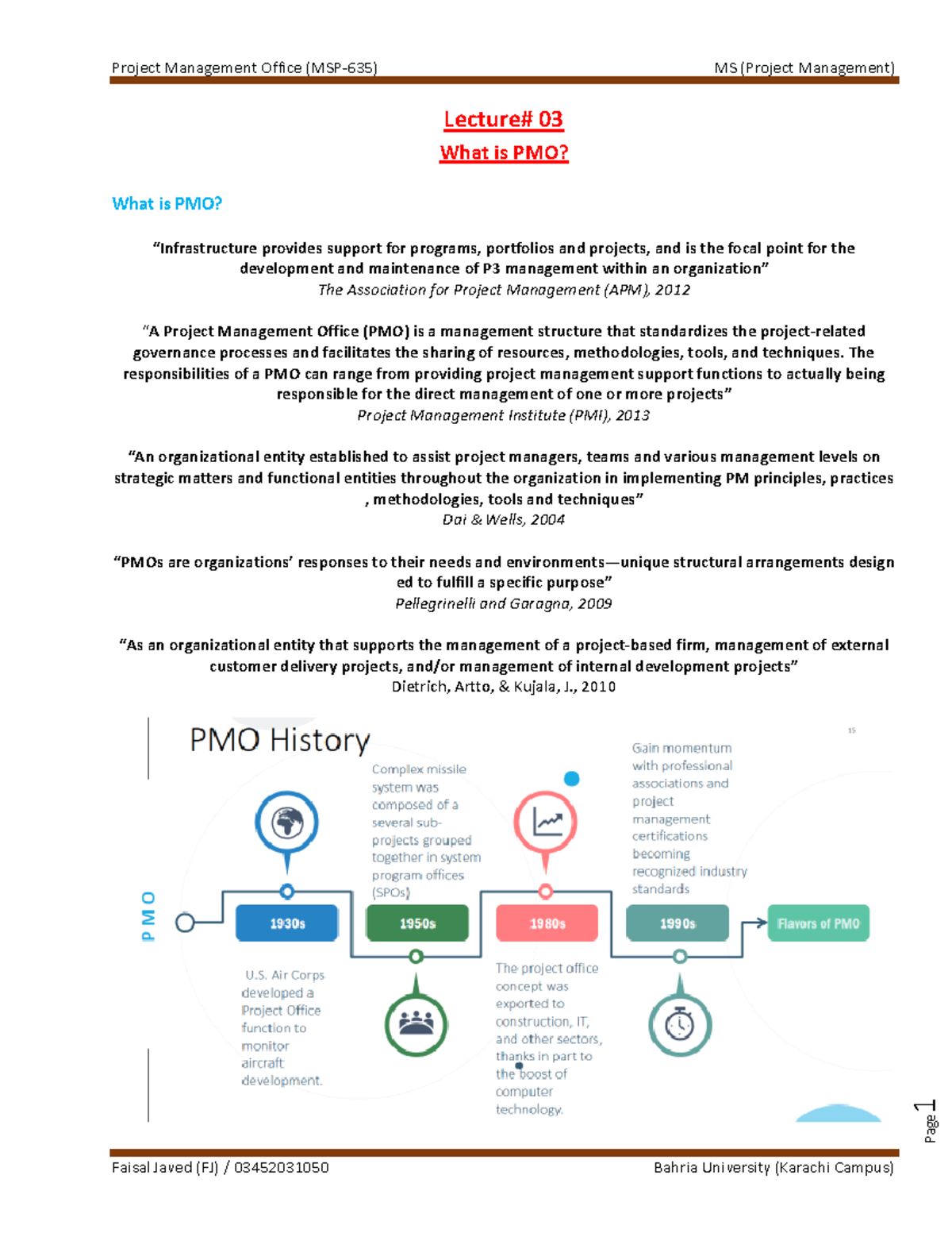 Paper Preparation (PMO) Lect 01 to 04 Short Notes - Project Management ...