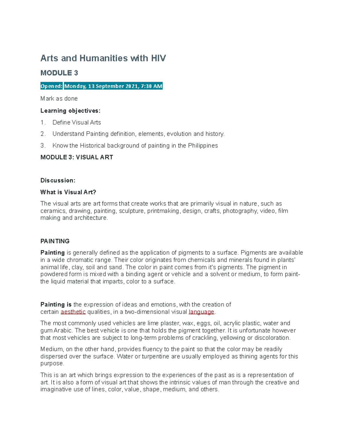 Arts and Humanities with HIV- Module 3 - Arts and Humanities with HIV ...