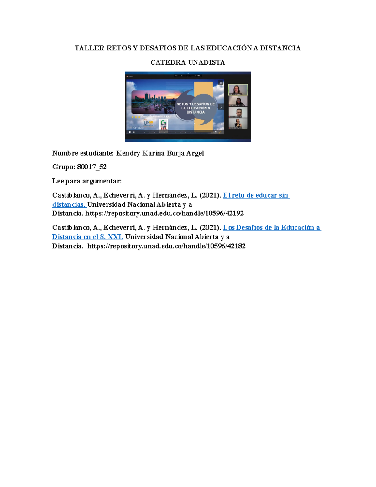 Taller Retos Y Desafios DE LS Educación A Distancia - TALLER RETOS Y DESAFIOS DE LAS EDUCACIÓN A ...