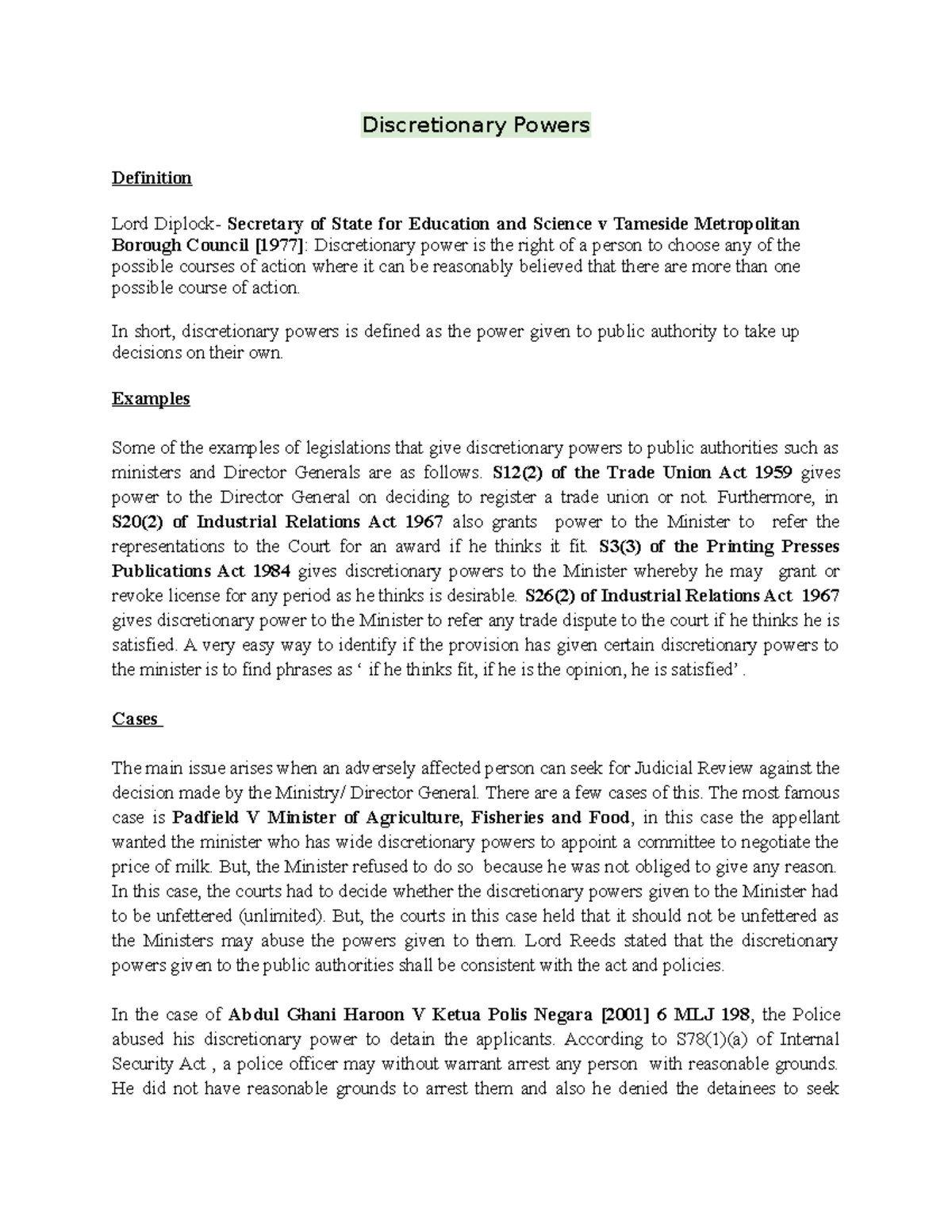Discretionary Powers admin l - Discretionary Powers Definition Lord ...