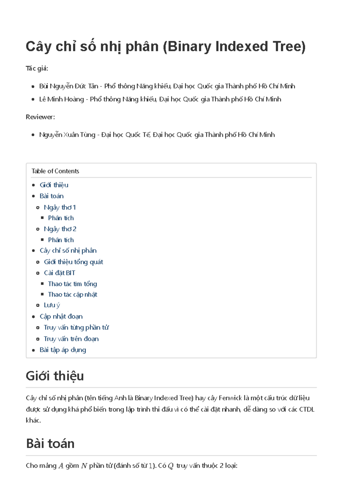 Cây chỉ số nhị phân (Binary Indexed Tree) - Cây chỉ số nhị phân (Binary ...