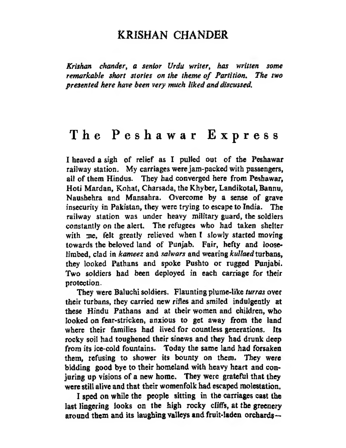 613810757-Peshawar Express - KRISMAN CHANDER Krishan chander^ a senior ...
