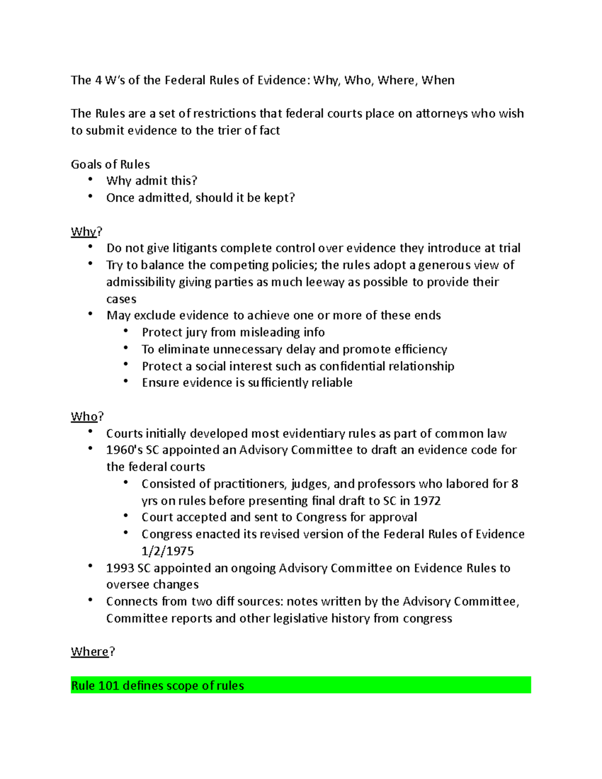4 W's of Evidence - The 4 W’s of the Federal Rules of Evidence: Why ...