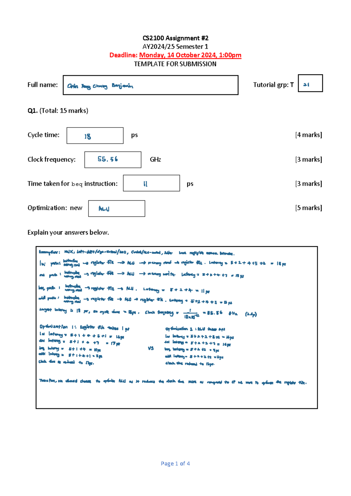Assignment 2 temp - CS 2100 Assignment # 2 AY20 24 /2 5 Semester 1 Deadline: Monday, 14 October ...