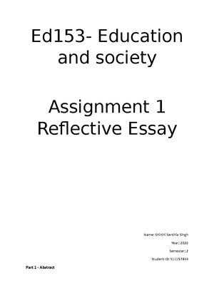 ED 153 Research assignment - Educations and Society - USP - Studocu
