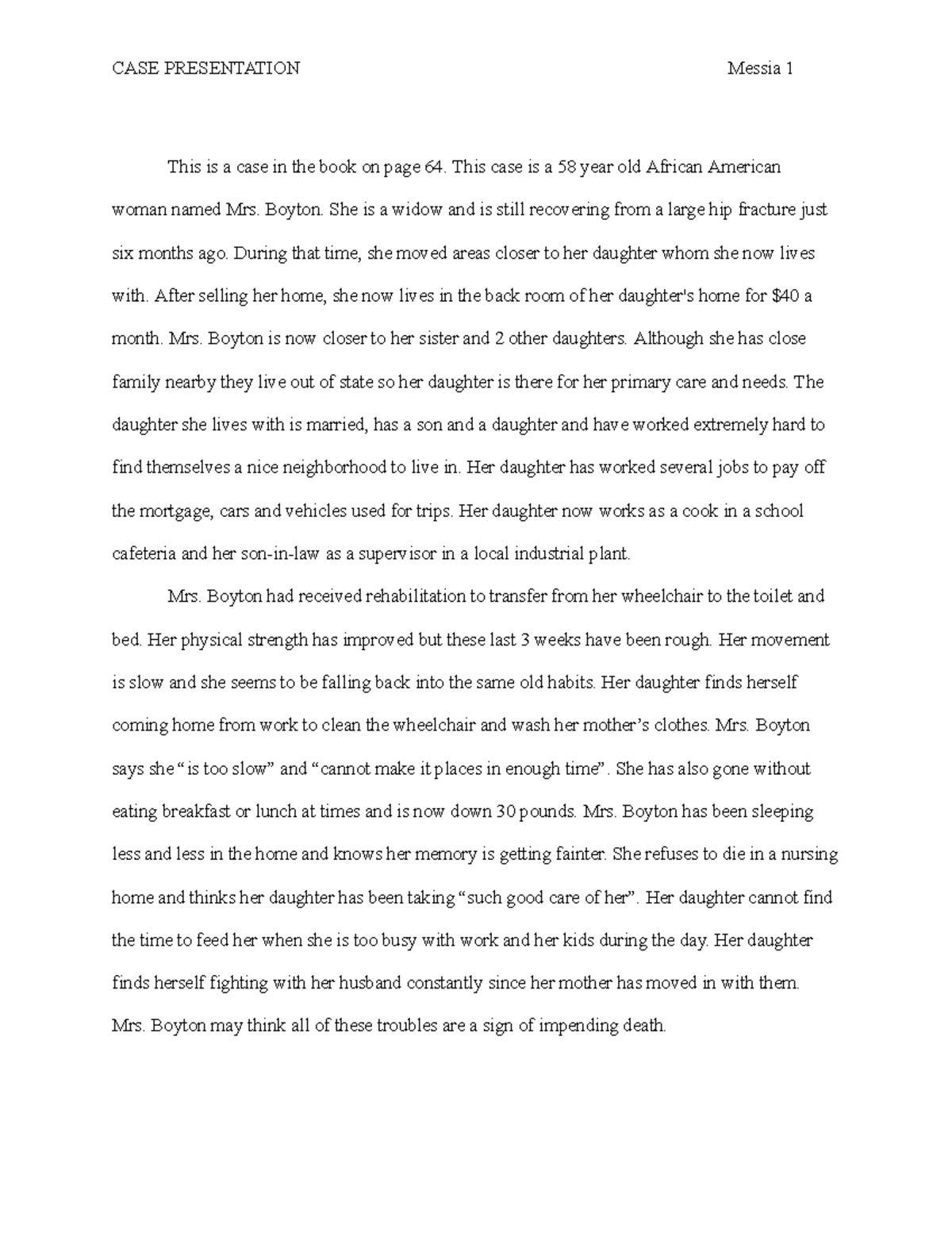 Case Presentation SOAP-2 - This is a case in the book on page 64. This ...