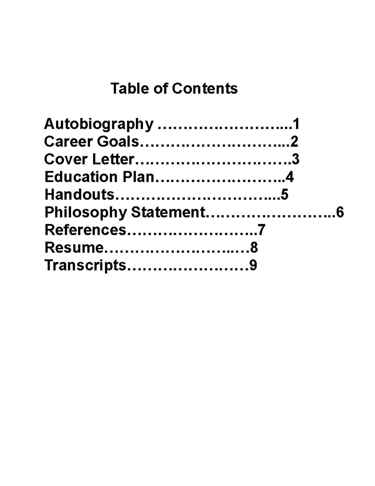 Assignment #4 - parapagraph - Table of Contents Autobiography