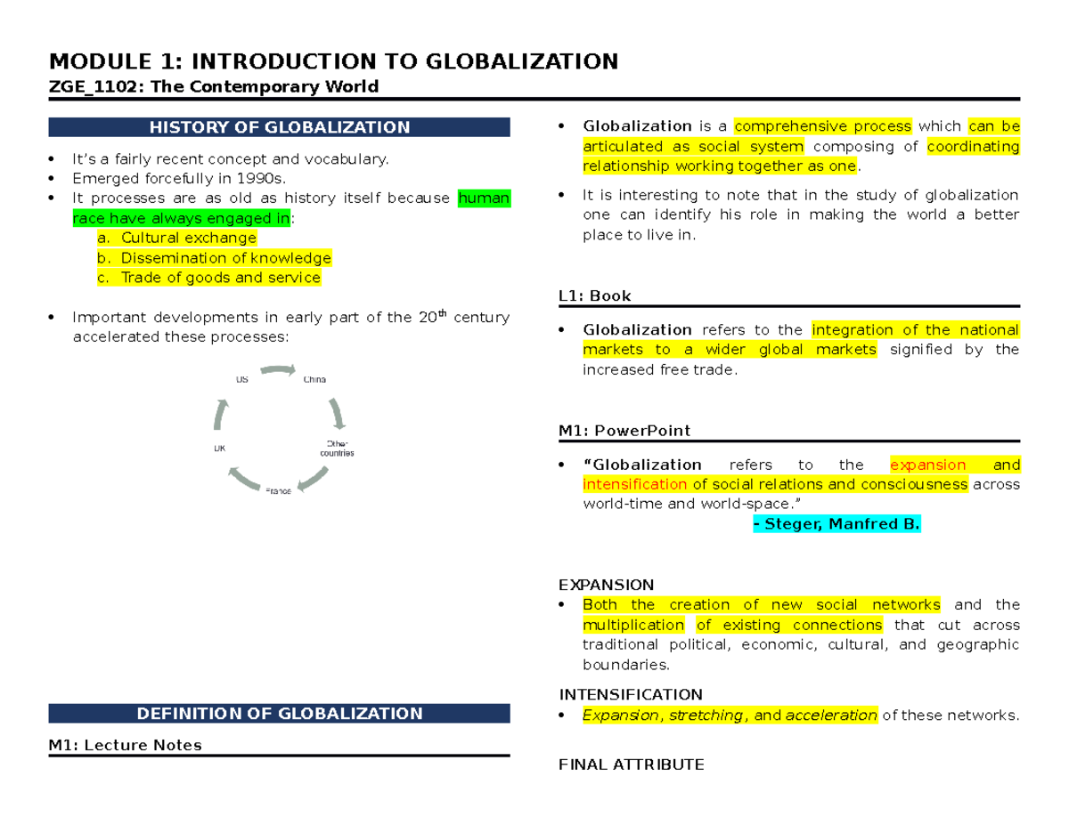 Prelims - Contemp - MODULE 1: INTRODUCTION TO GLOBALIZATION ZGE_1102 ...