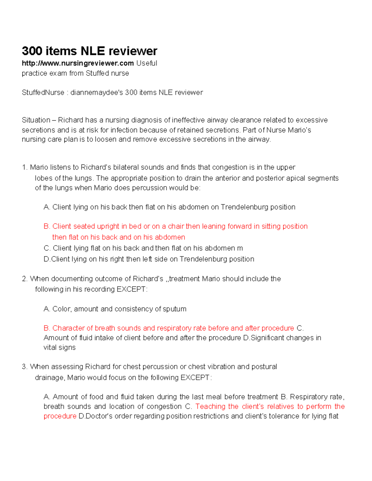 300 Items NLE Reviewer - example of different exam - 300 items NLE ...