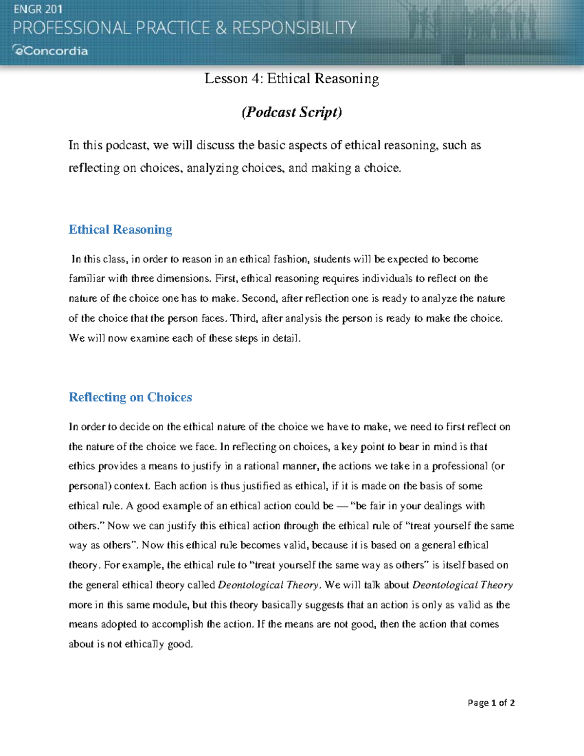 4567 - Professional Practice and Responsibility (ENGR 201) - Page 1 of ...