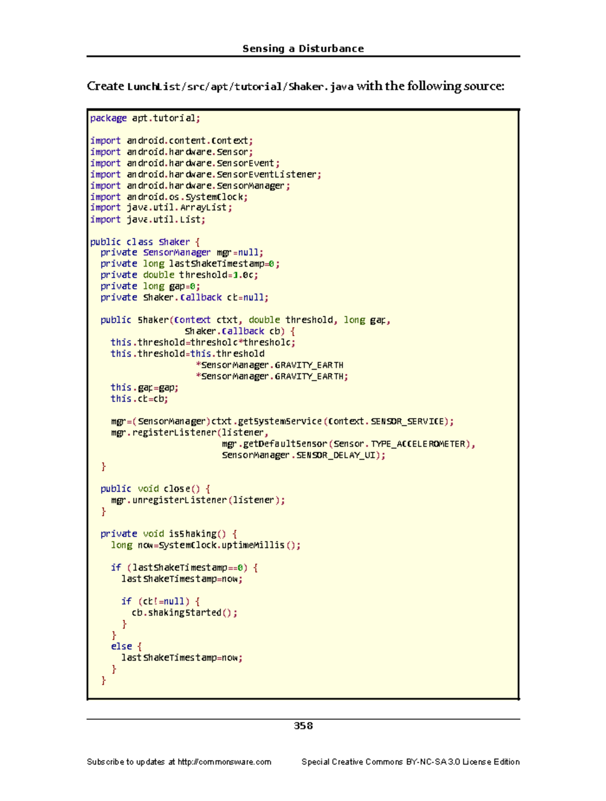 Android Tutorials (40) - Sensing a Disturbance Create LunchList/src/apt/tutorial/Shaker with the ...