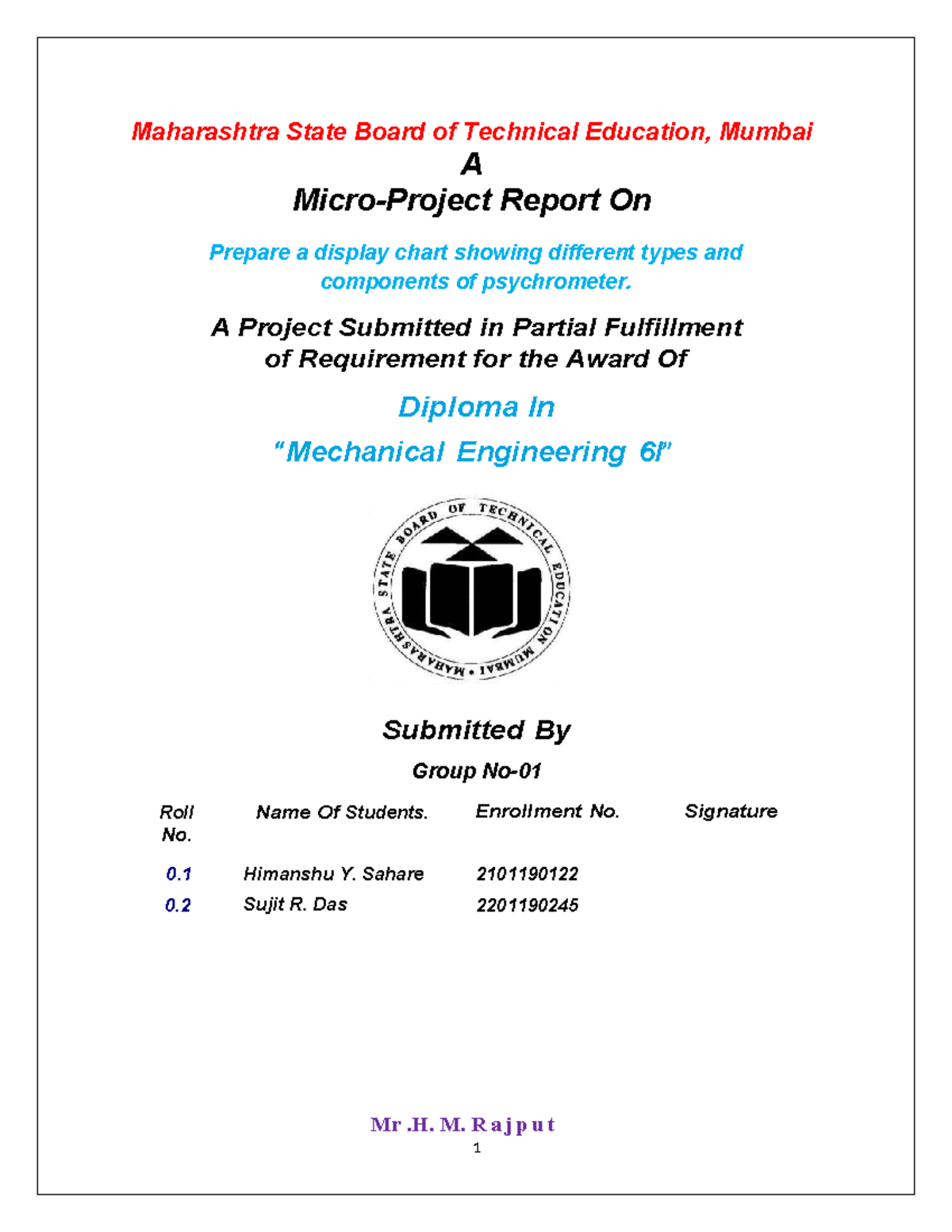 RAC Micro Project - Maharashtra State Board of Technical Education ...