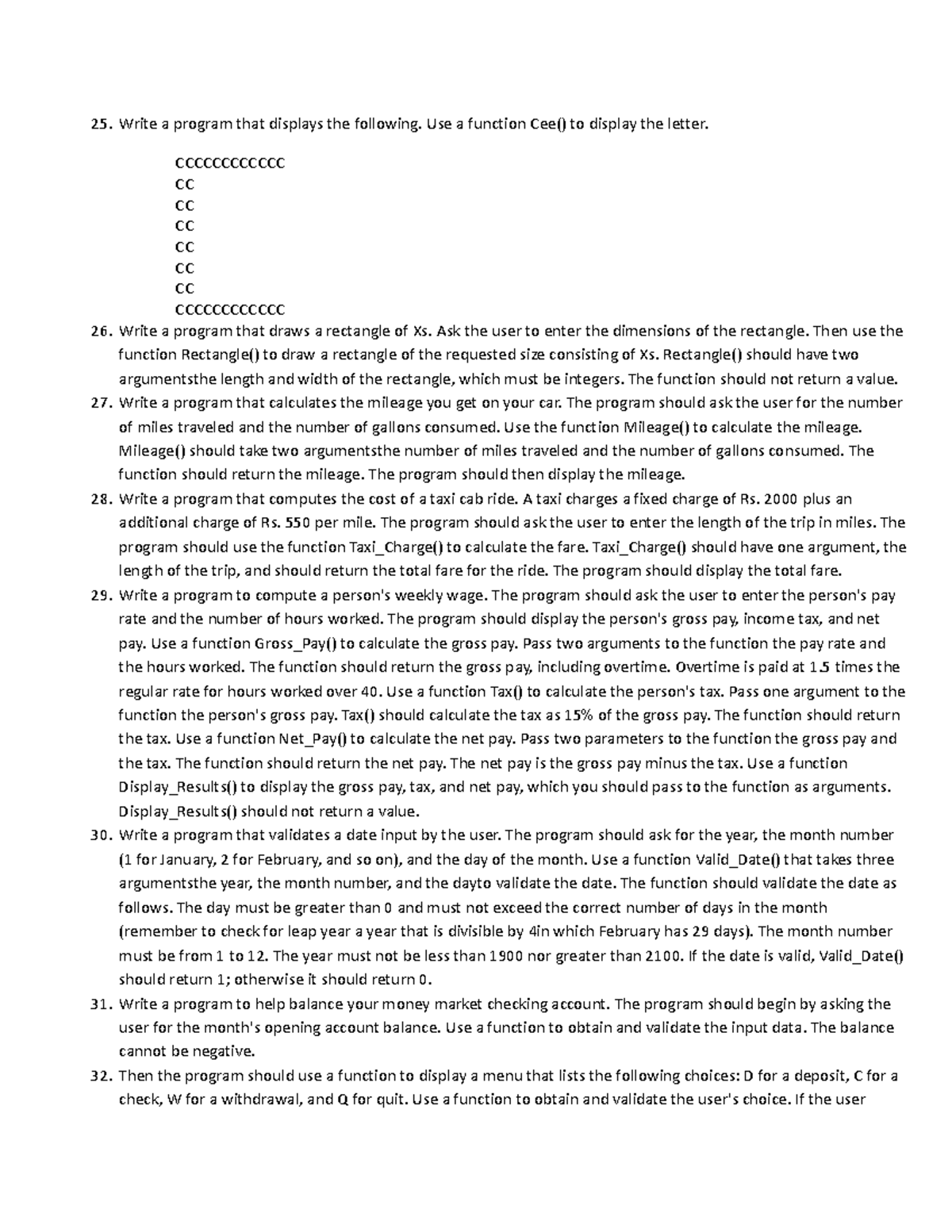 Programs 25-31 - i want project report - Write a program that displays ...