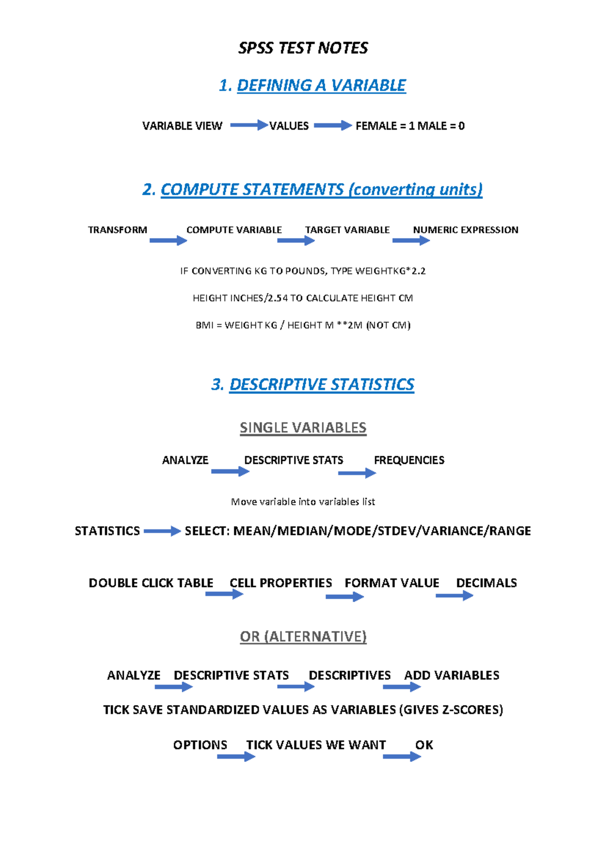 Spss Program Summary 1 Defining A Variable Variable View Values 4631