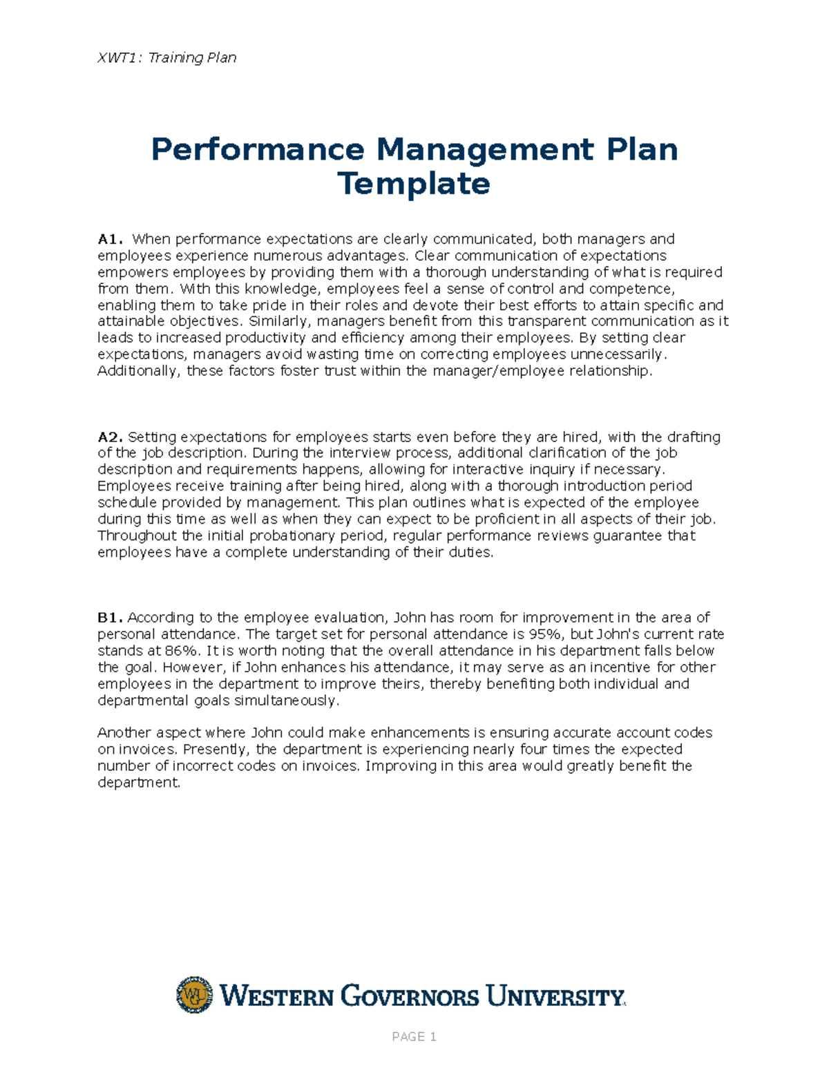 C235 Task 2 Performance Management - C235 - WGU - Studocu