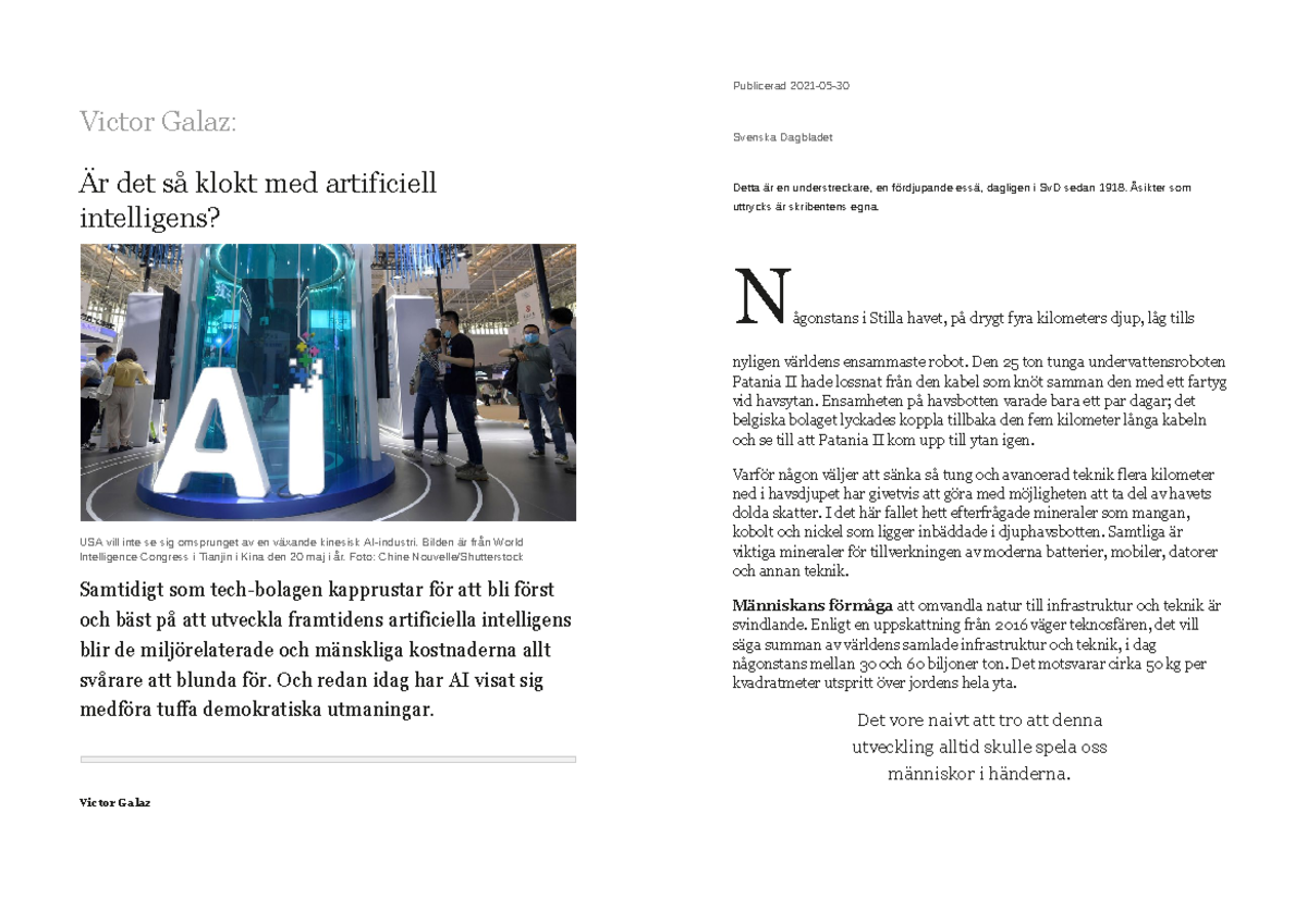 Är det så klokt med artificiell intelligens - Google Dokument - Victor ...
