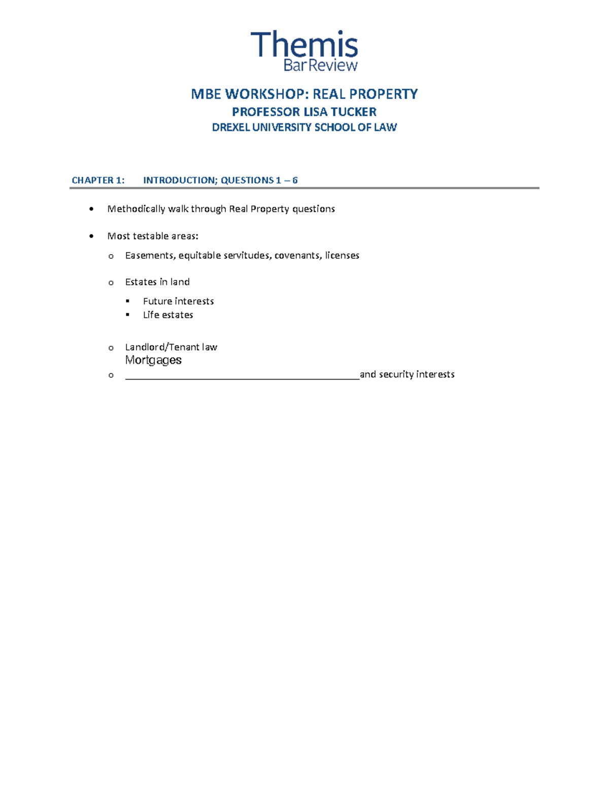 MBE - Con Law MBE video lecture answers - MBE WORKSHOP: REAL PROPERTY PROFESSOR LISA TUCKER ...