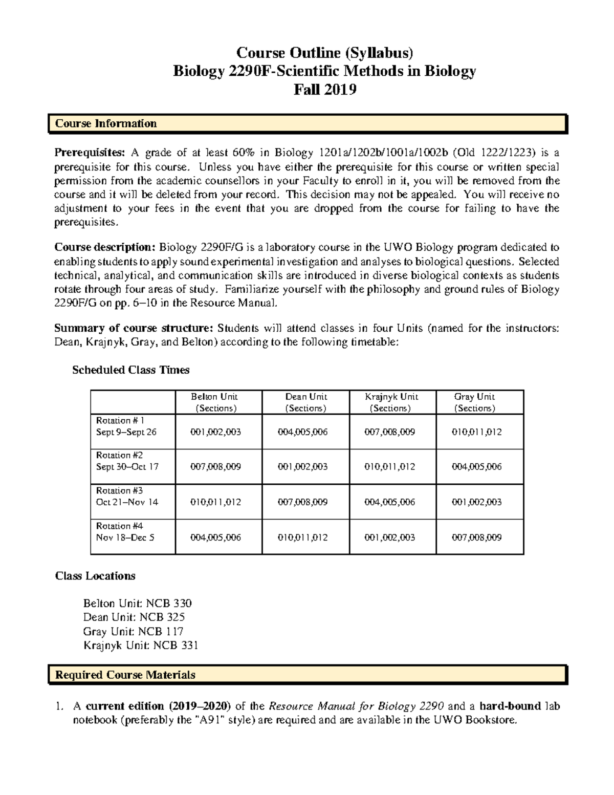 Biology+2290 F–2019 +Syllabus-1 - Warning: TT: undefined function: 32 Course Outline (Syllabus ...