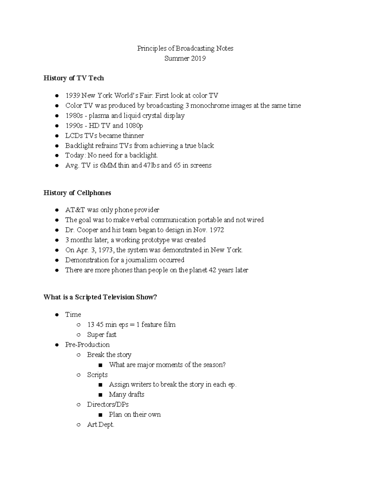 Principles of Broadcasting Notes - Avg. TV is 6MM thin and 47lbs and 65 ...