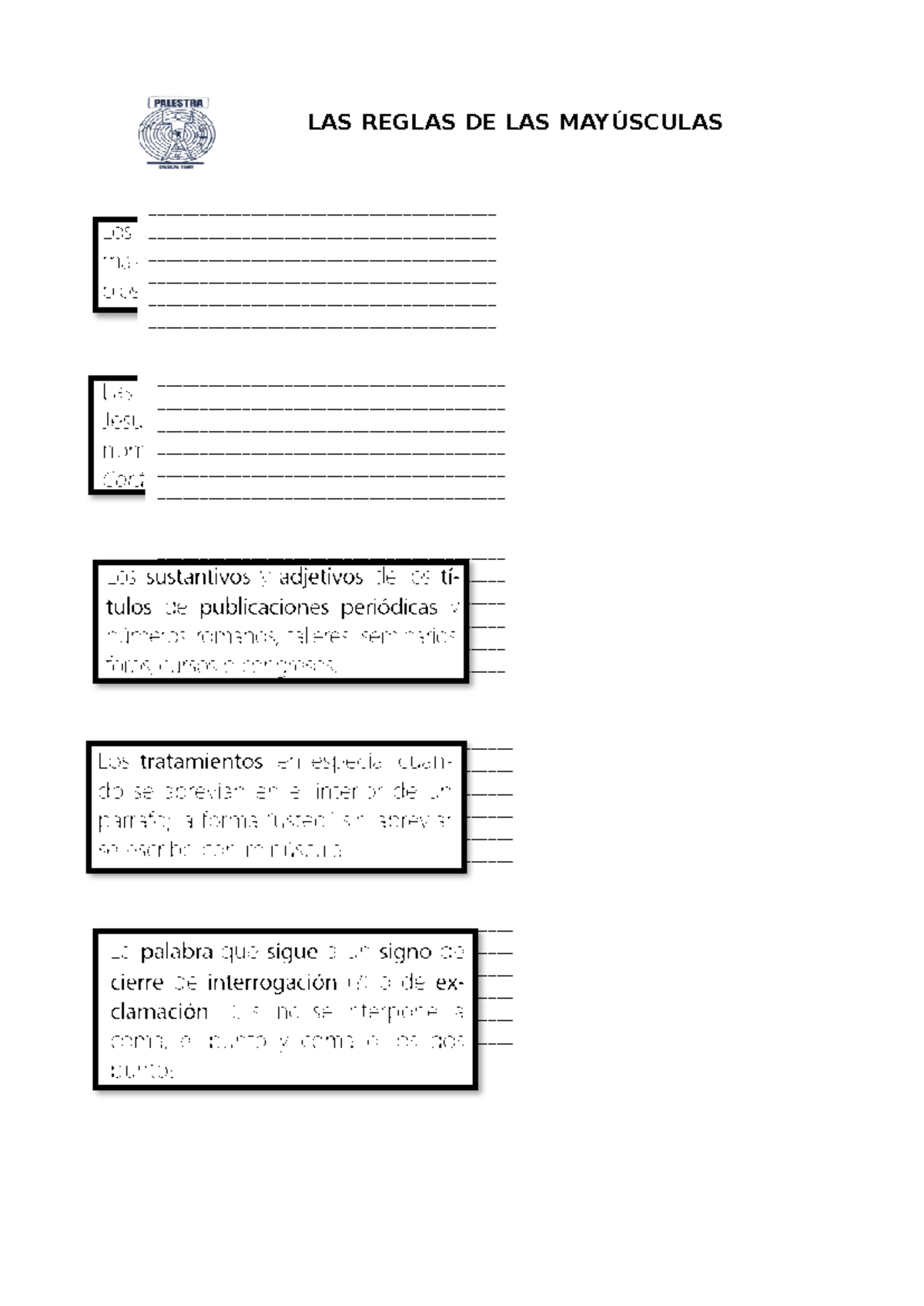 reglas de las mayúsculas - LAS REGLAS DE LAS MAYÚSCULAS