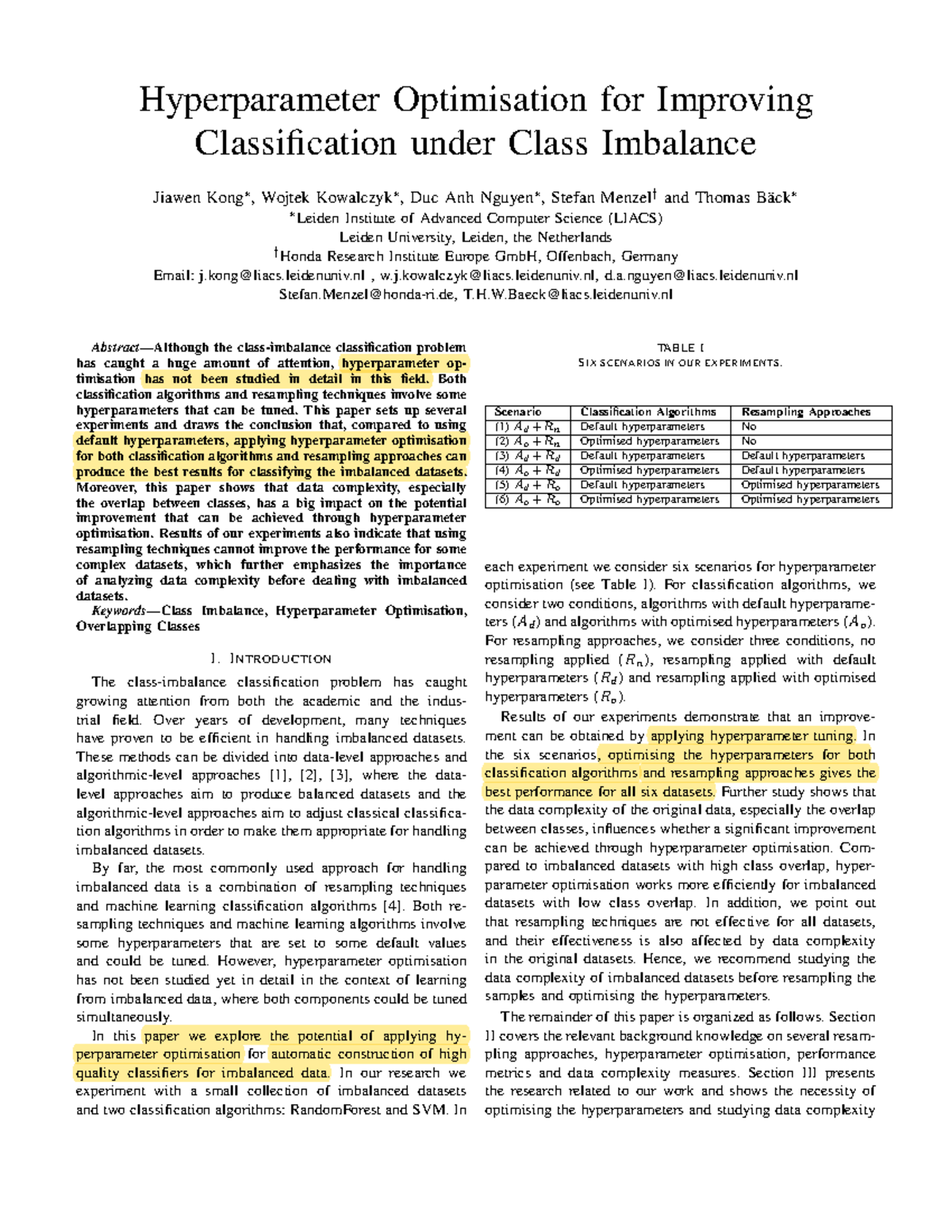 1887 135536-Hyperparameter optimisation for improving classification under class imbalance - Studocu