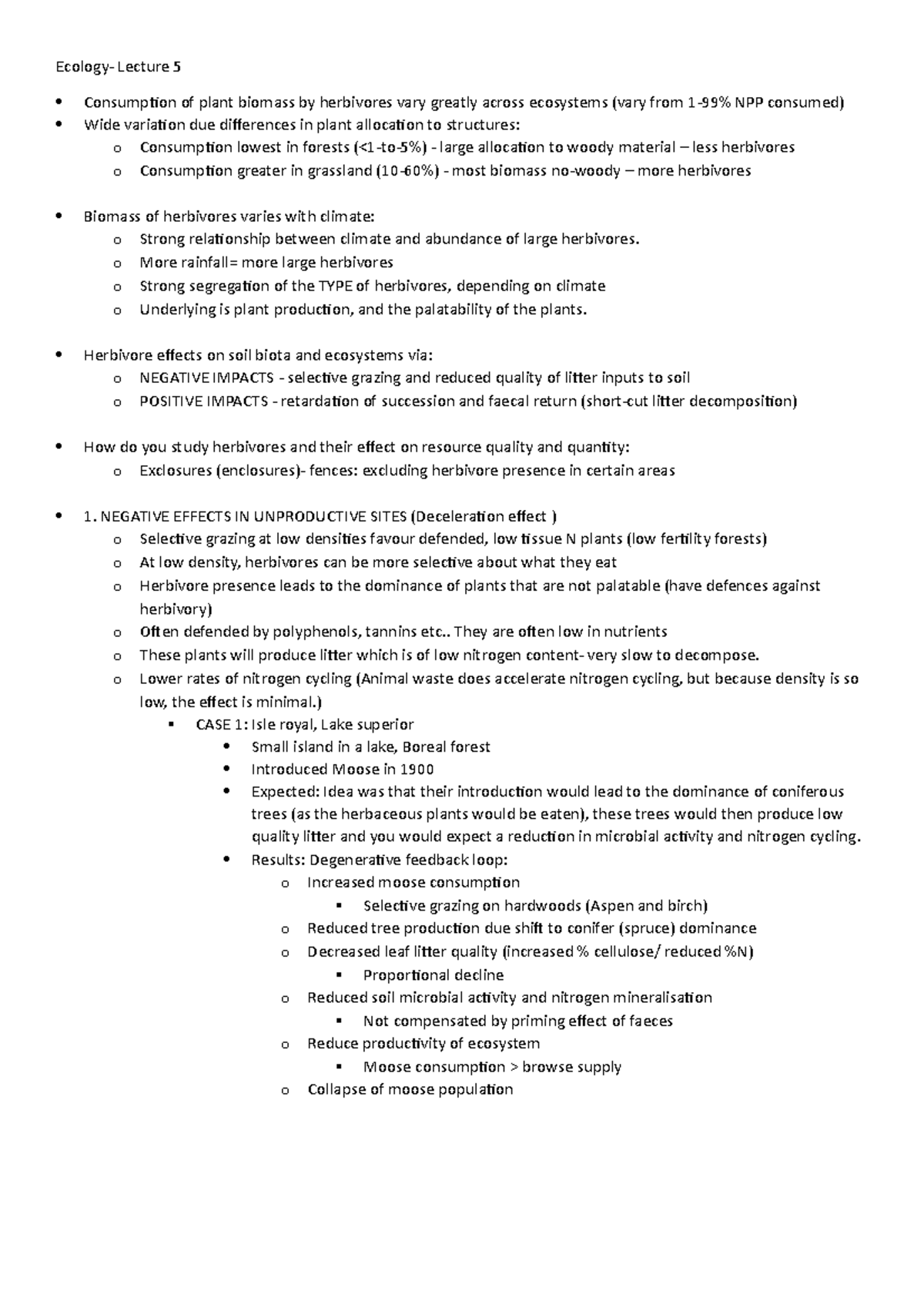 Lecture 5 - Ecology- Lecture 5 Consumption of plant biomass by ...