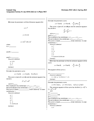 Hw1 calc - Homework done in word by hand - 2 since t0,15 = 1; do not ...