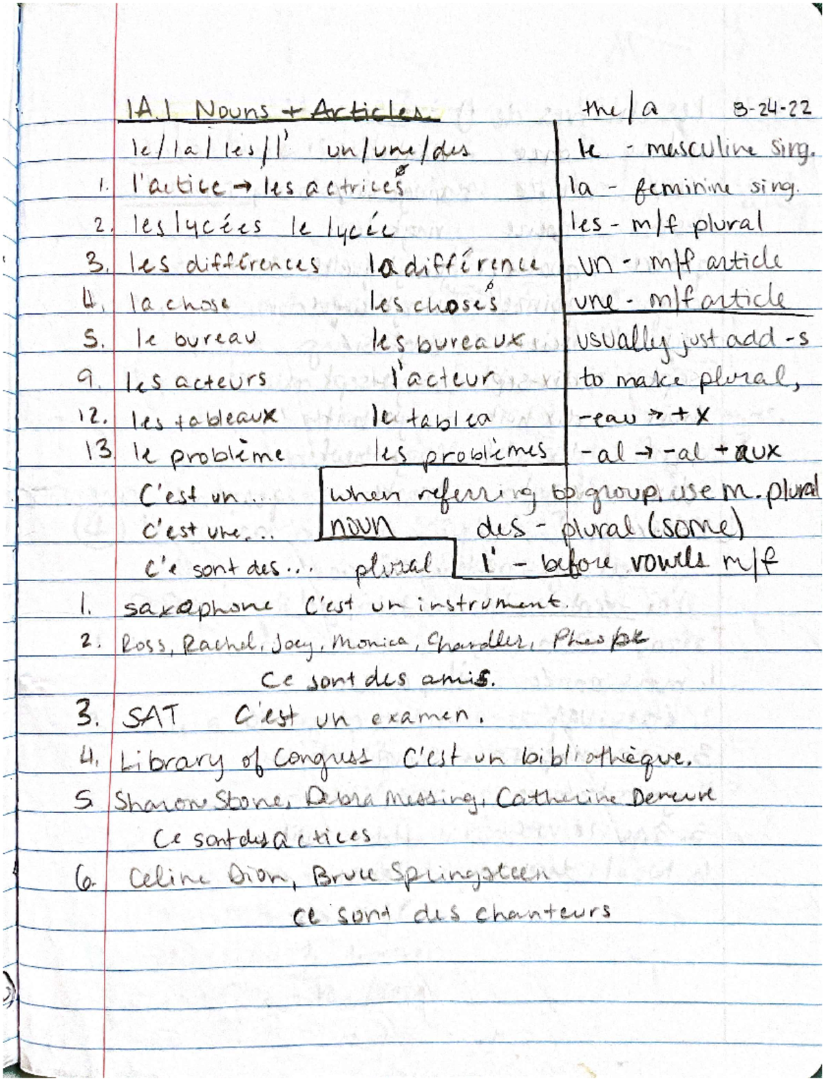 FR 101 Unité 1 notes from book - FR 101 - Studocu