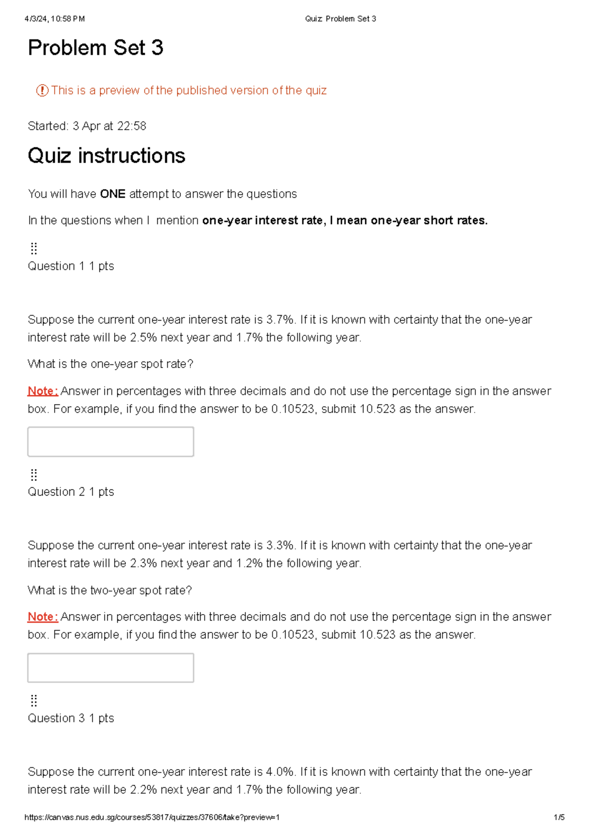 Quiz Problem Set 3 - Problem Set 3 This is a preview of the published version of the quiz ...